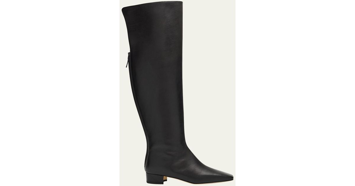Manolo Blahnik Gore Calf Leather Knee High Boots in Black | Lyst