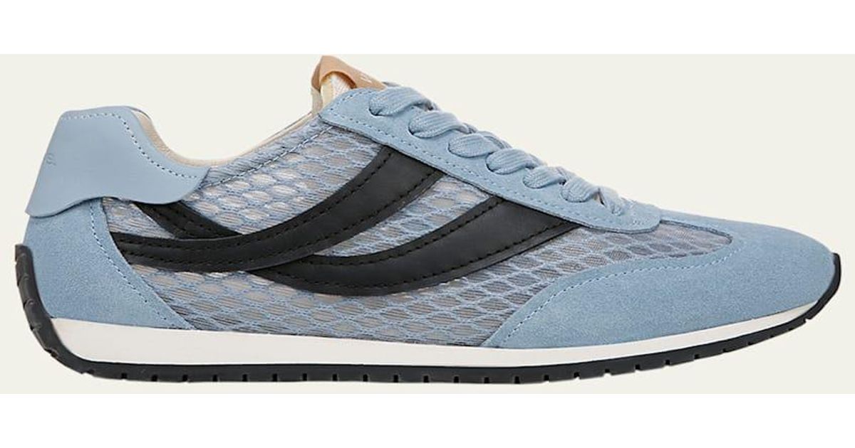 Vince Oasis Mixed Leather Net Retro Sneakers in Blue | Lyst