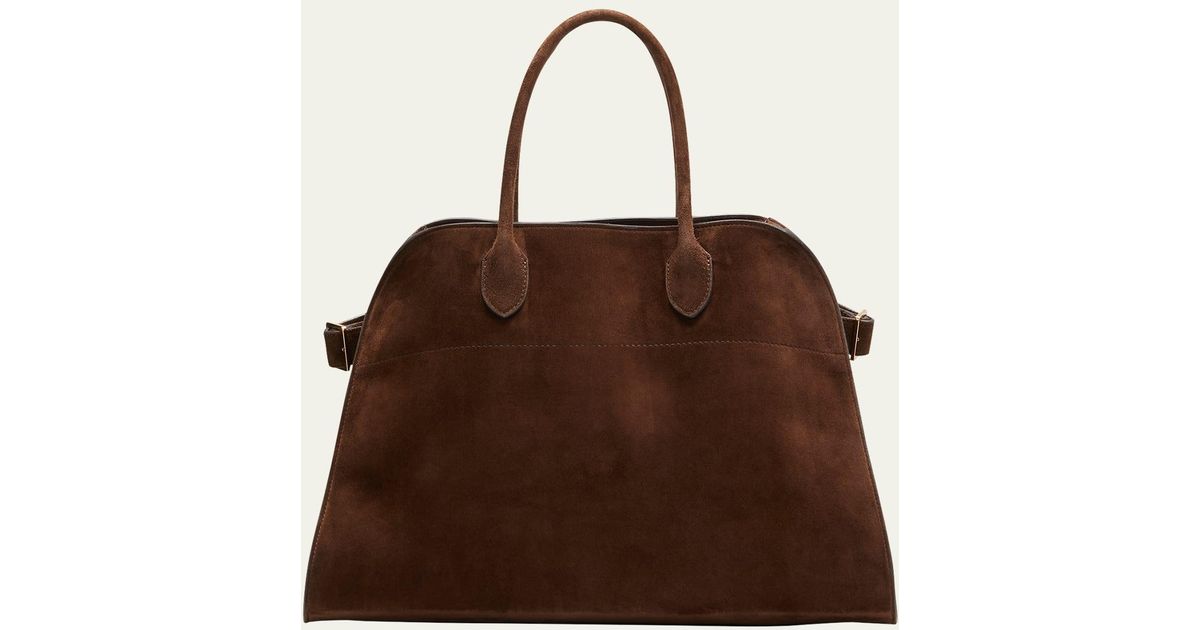 The Row Margaux 15 Top-handle Bag In Suede in Brown | Lyst