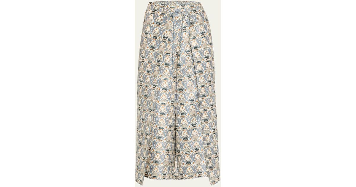 Loro Piana Maynard Cardo Veneziano Printed Silk Trousers in White | Lyst