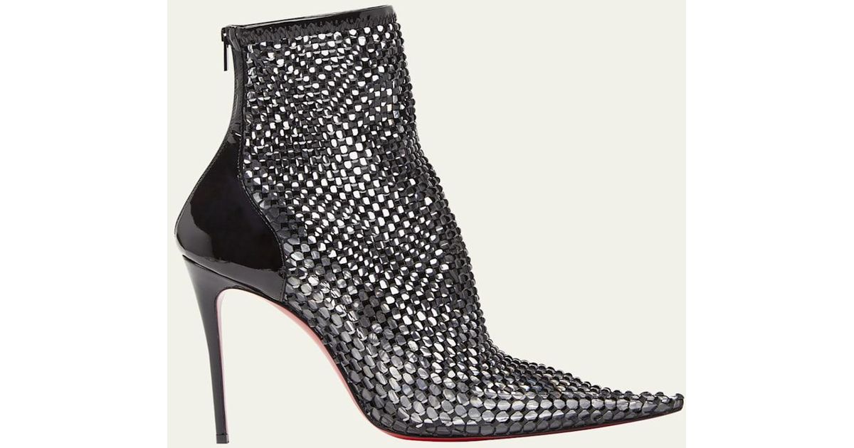 Christian Louboutin Kate Max Mesh Sole Stiletto Booties in Black | Lyst