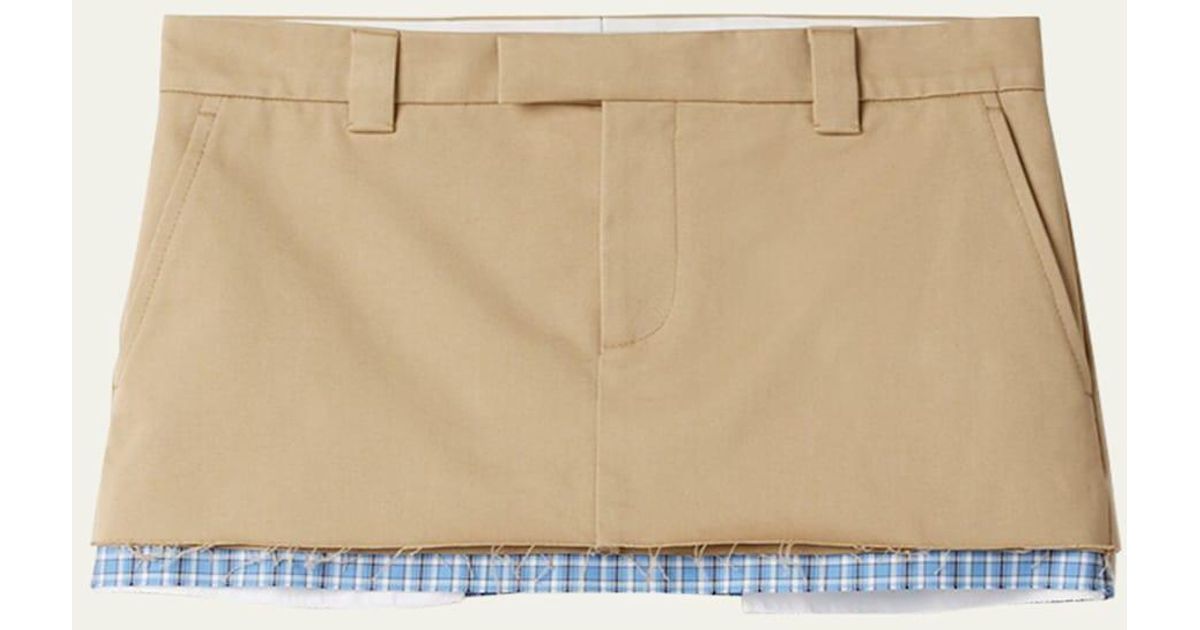 Miu Miu Mini Chino Skirt in Natural | Lyst