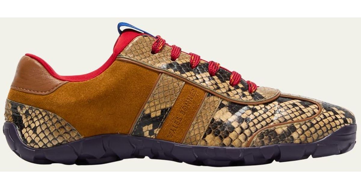 Wales Bonner Mixed Leather Lace-up Runner Sneakers in Natural | Lyst