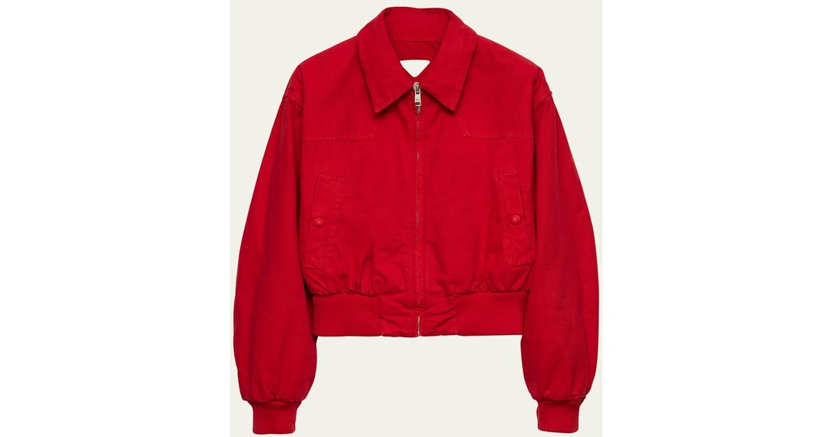 Prada Canvas Old Bomber Jacket in Red | Lyst