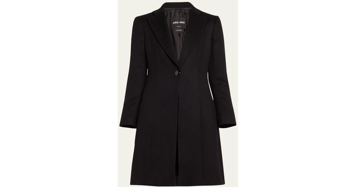 Giorgio Armani Essentials Cashmere One Button Coat in Black | Lyst