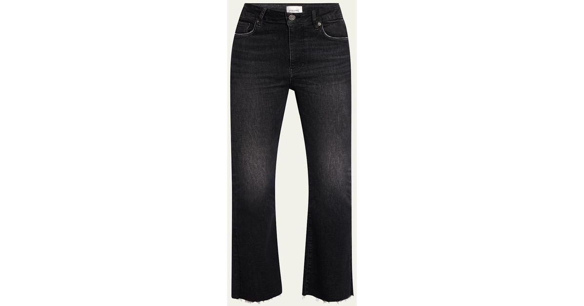 FRAME Le Crop Mini Boot Raw After Jeans in Black | Lyst