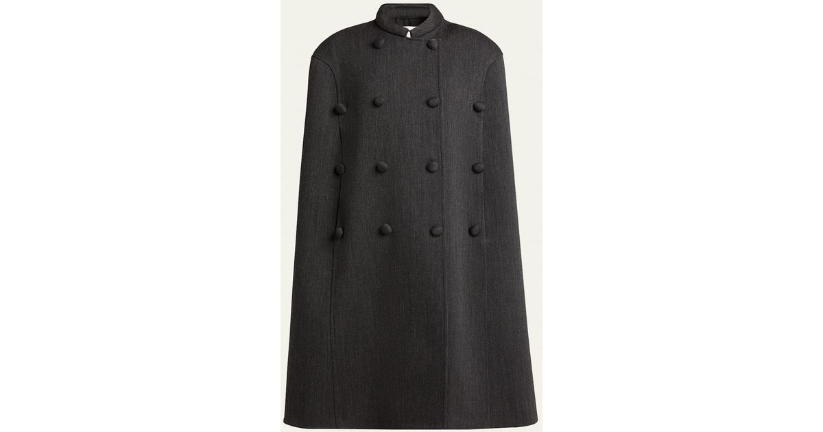 Jil Sander Oversized Double-Breasted Wool Cape in Black | Lyst