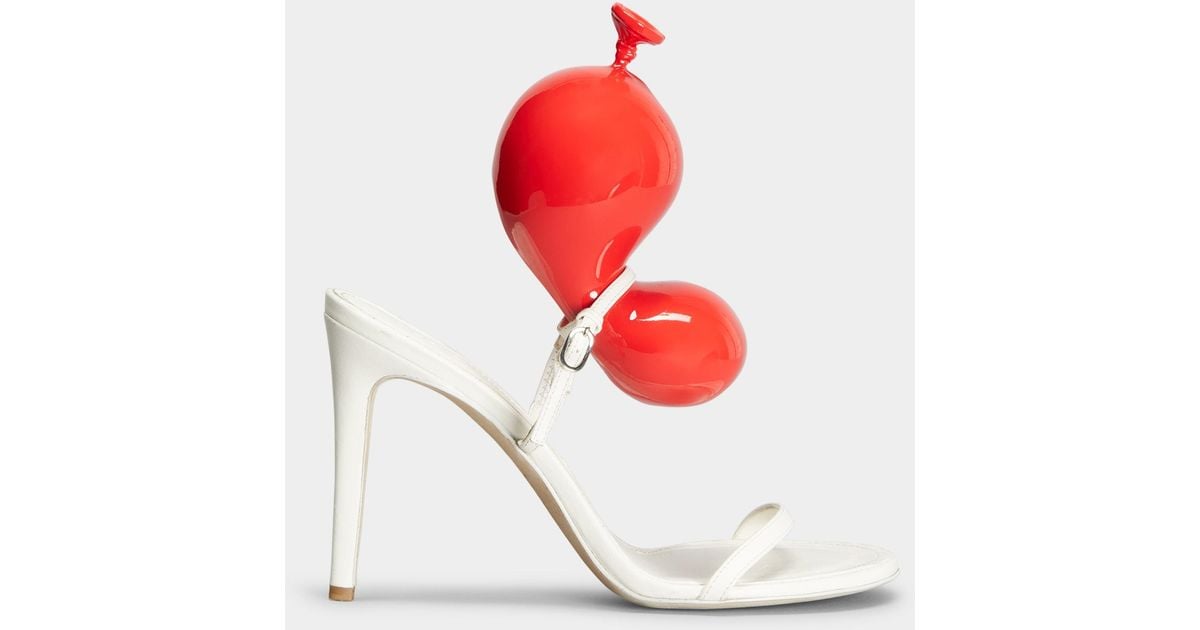 Loewe Balloon Lambskin Slide Sandals in White | Lyst