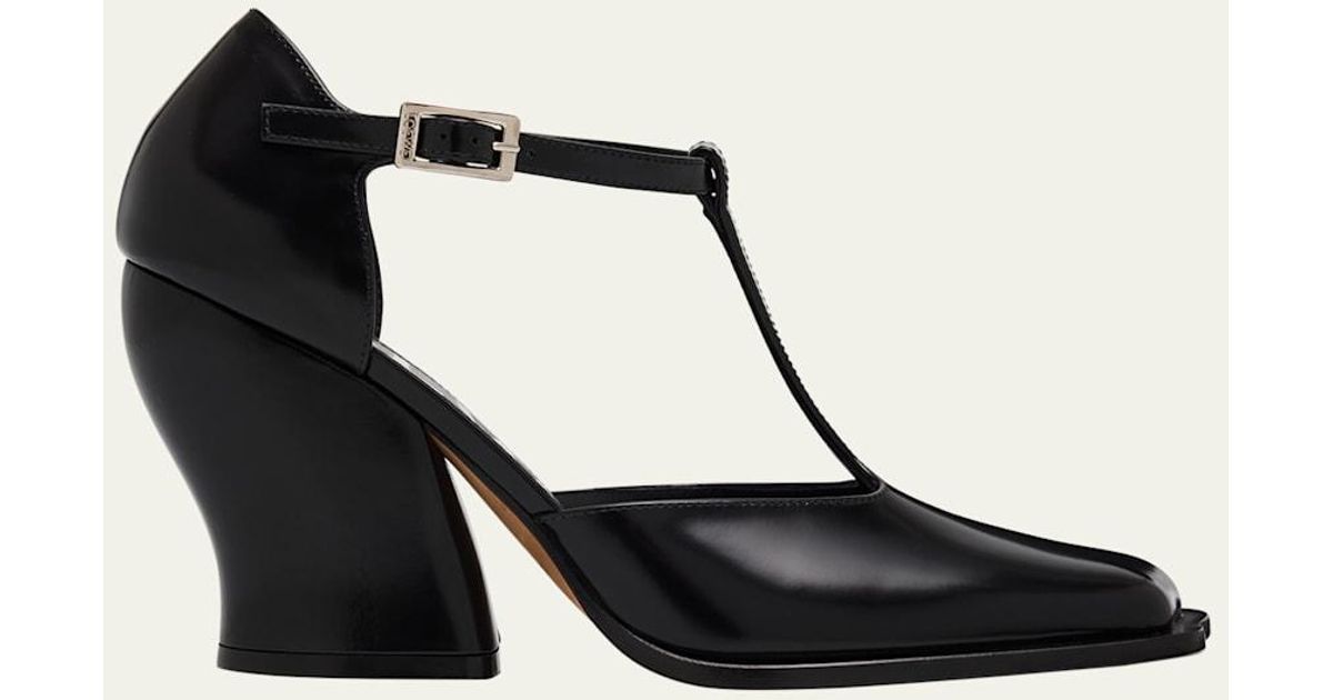Loewe Onda Leather T-Bar Pumps in White | Lyst