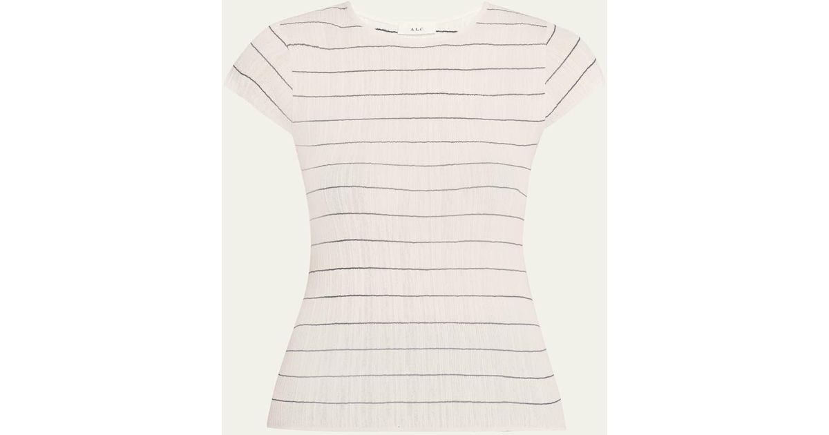A.L.C. Sam Stripe Crewneck Tee in Natural | Lyst