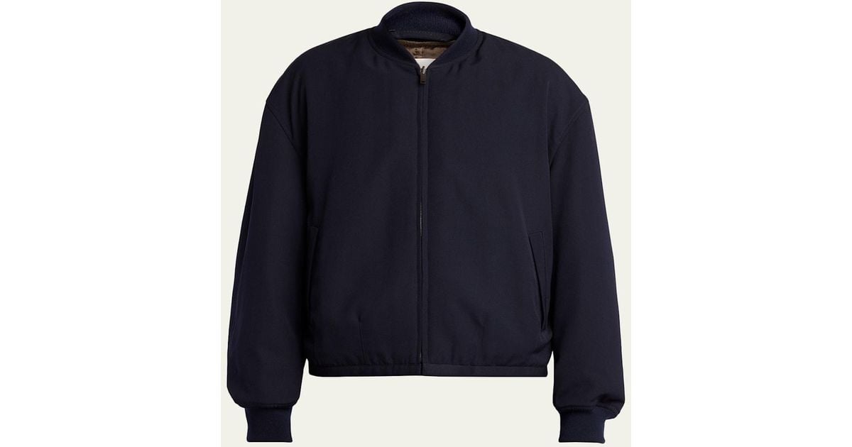 The Row Fenn Wool And Silk Reversible Bomber Jacket in Blue for Men | Lyst