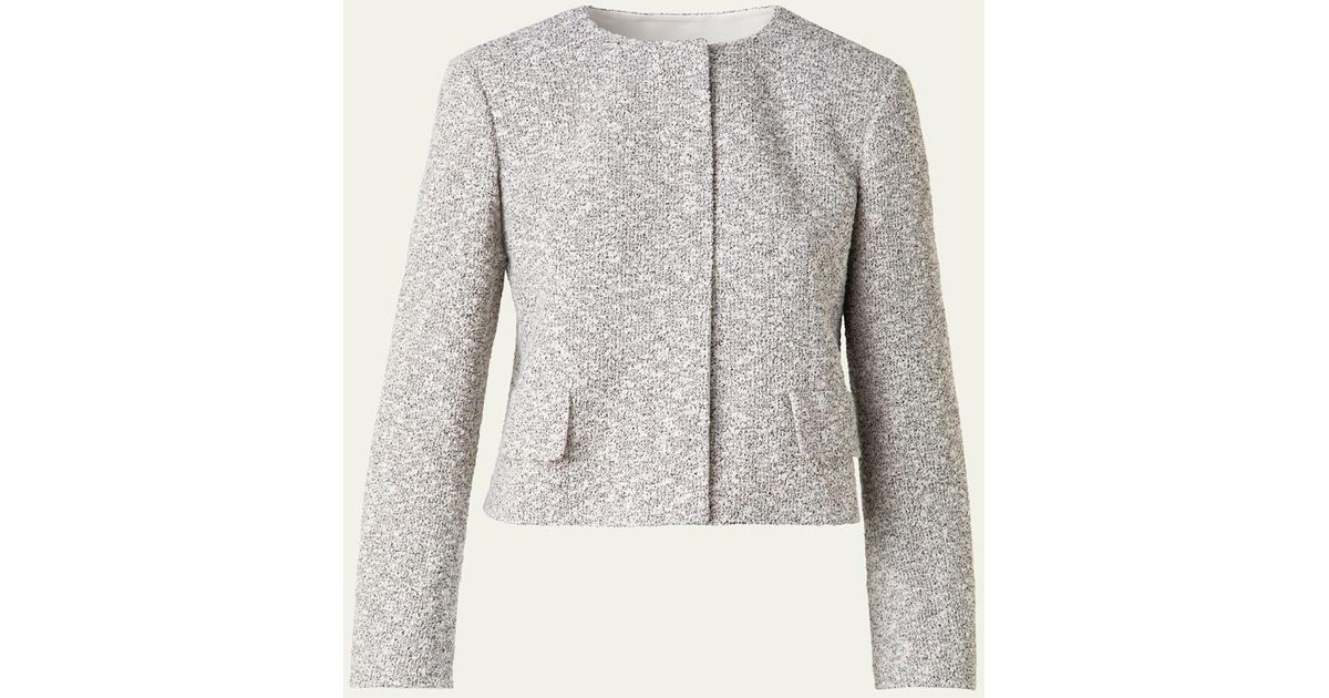 Akris Adriana Short Tweed Boucle Jacket in Gray | Lyst