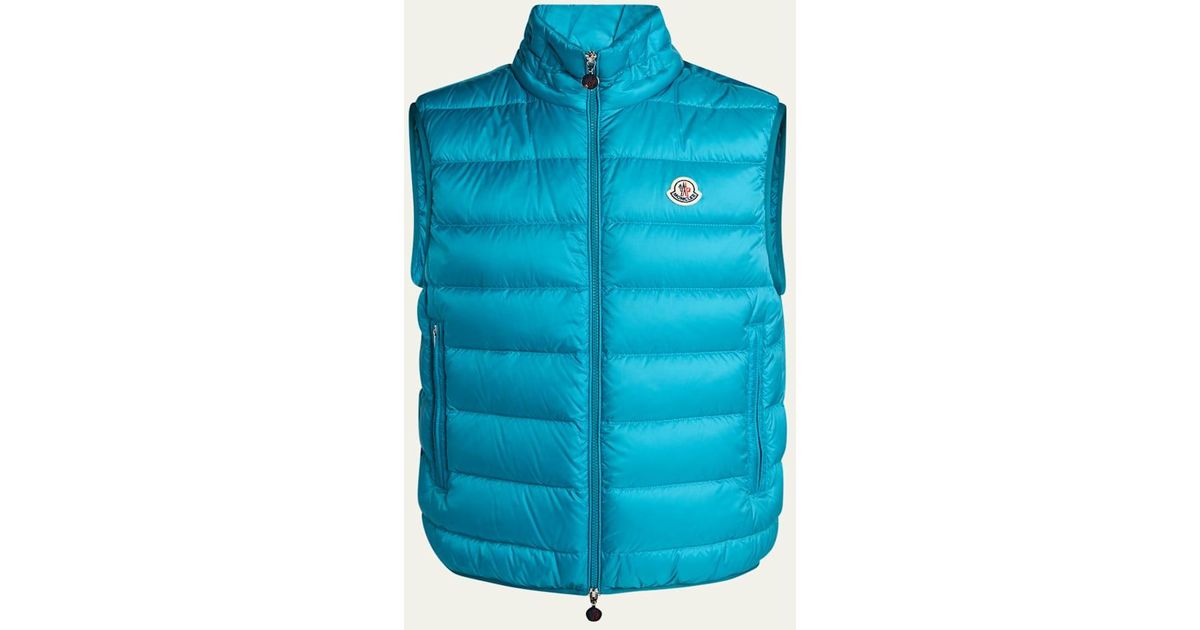 Moncler Quilted Full-Zip Vest in Blue for Men | Lyst