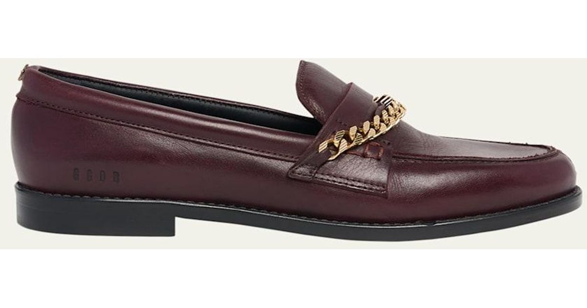 Golden Goose Jerry Chain Leather Penny Loafers in Red | Lyst