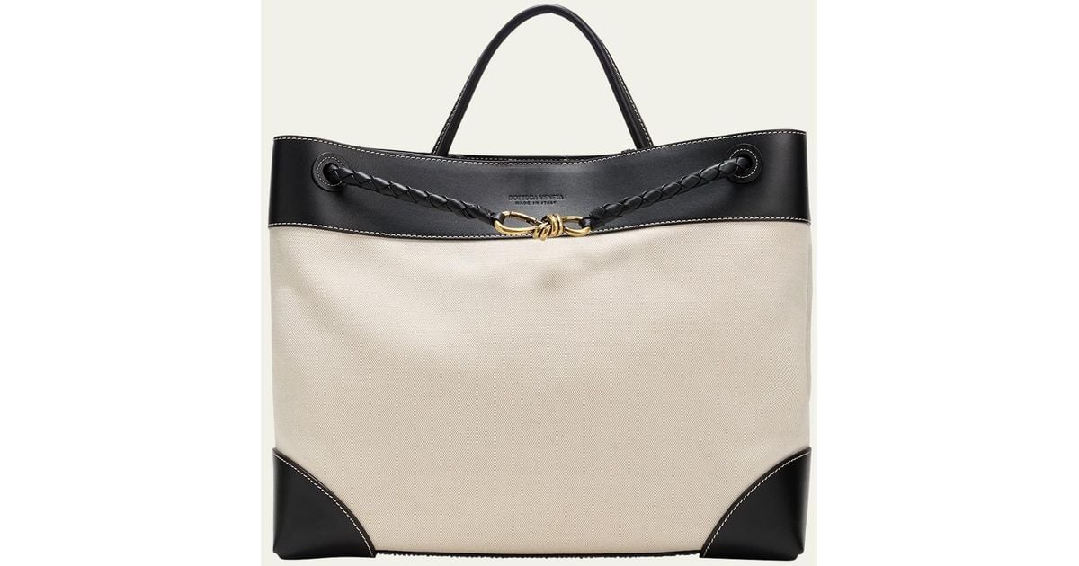 Bottega Veneta Andiamo Large Canvas Tote Bag in Natural | Lyst