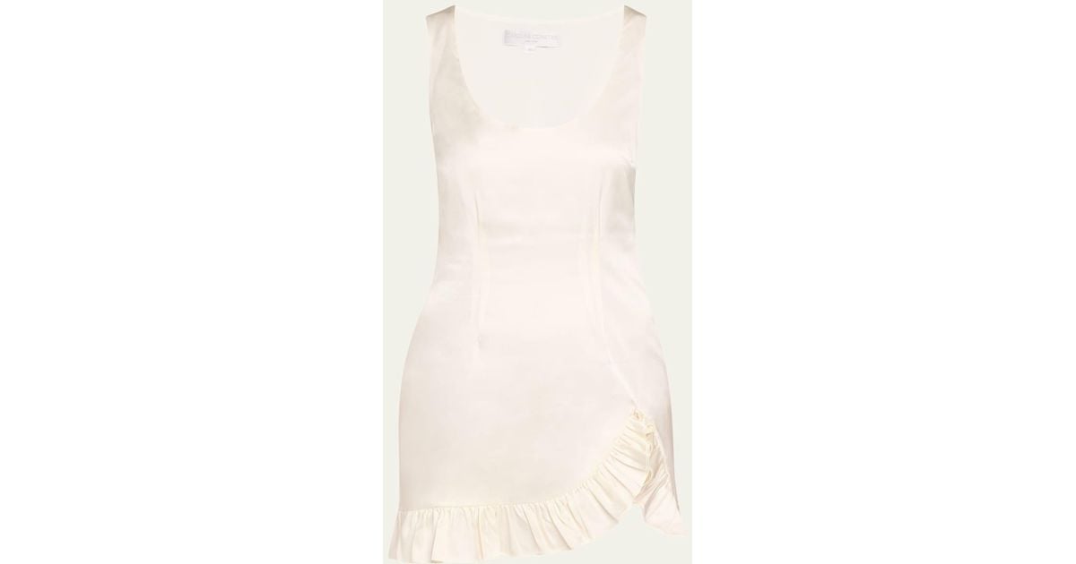 Caroline Constas Natalie Ruffle-Hem Mini Dress in Natural | Lyst