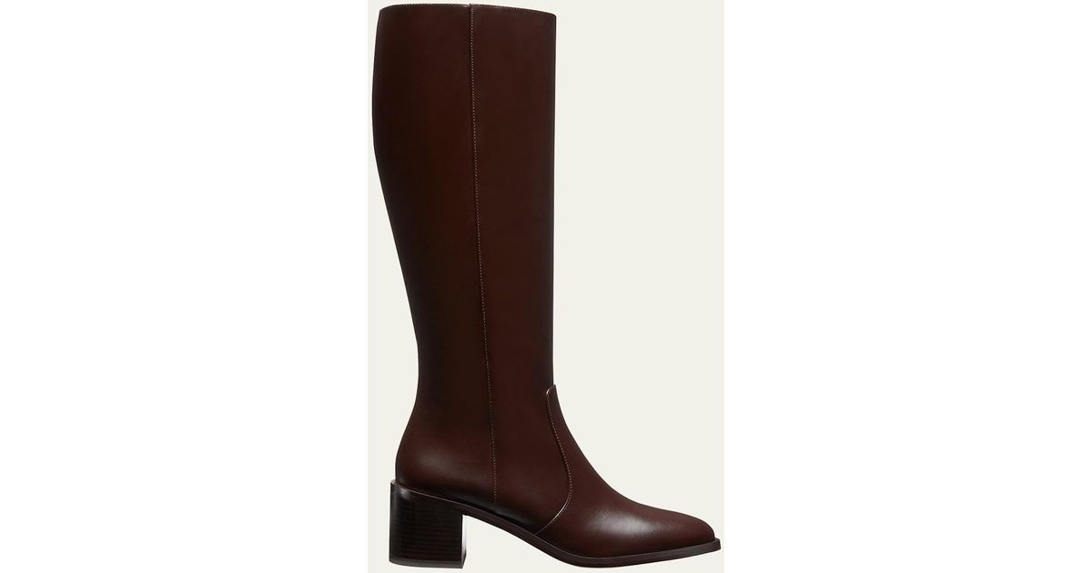 Stuart Weitzman Esme Leather Knee Boots in Brown | Lyst
