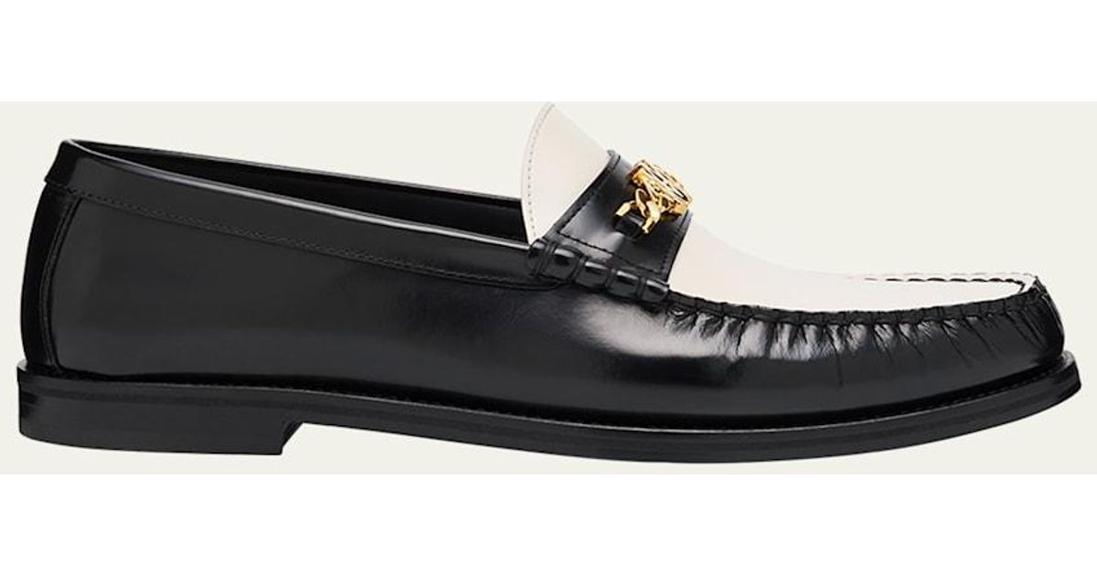 Amiri Two-Tone Leather Ma Chain Bit Loafers in White for Men | Lyst