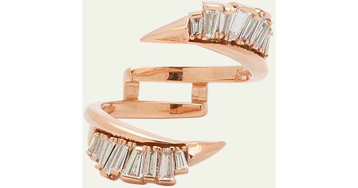 Nak Armstrong Ruched Open Coil Ring Guard With Diamonds And 20K Rose in ...
