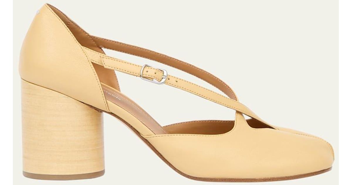 Maison Margiela Tabi Strappy Block-Heel Pumps in Natural | Lyst