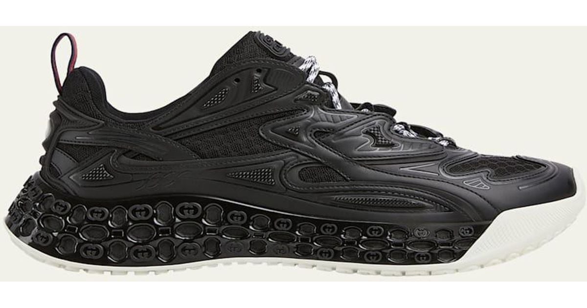 Gucci Cub3D Matte Demetra And Mesh Runner Sneakers in Black for Men | Lyst