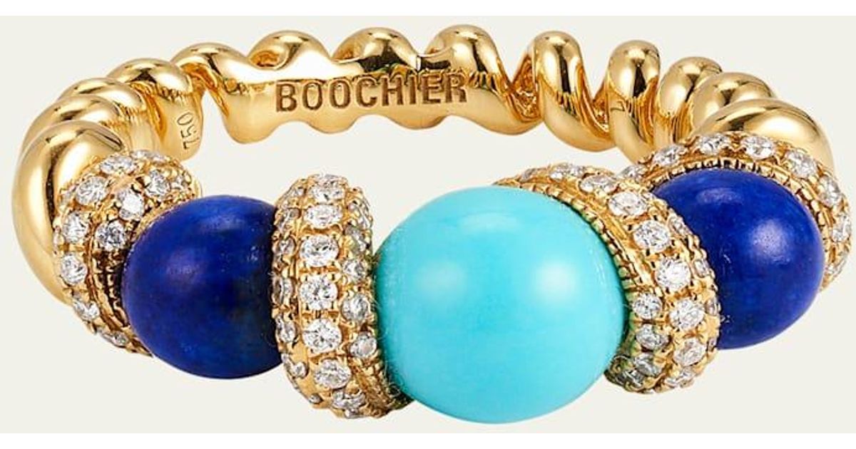 Boochier 18K Lapis, And Diamond Gumball Slinkee Ring in Blue | Lyst