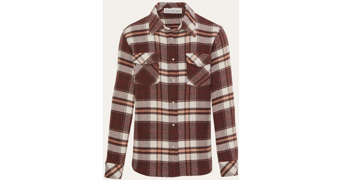 God's True Cashmere Chesnut Tartan Cashmere Shirt for Men | Lyst