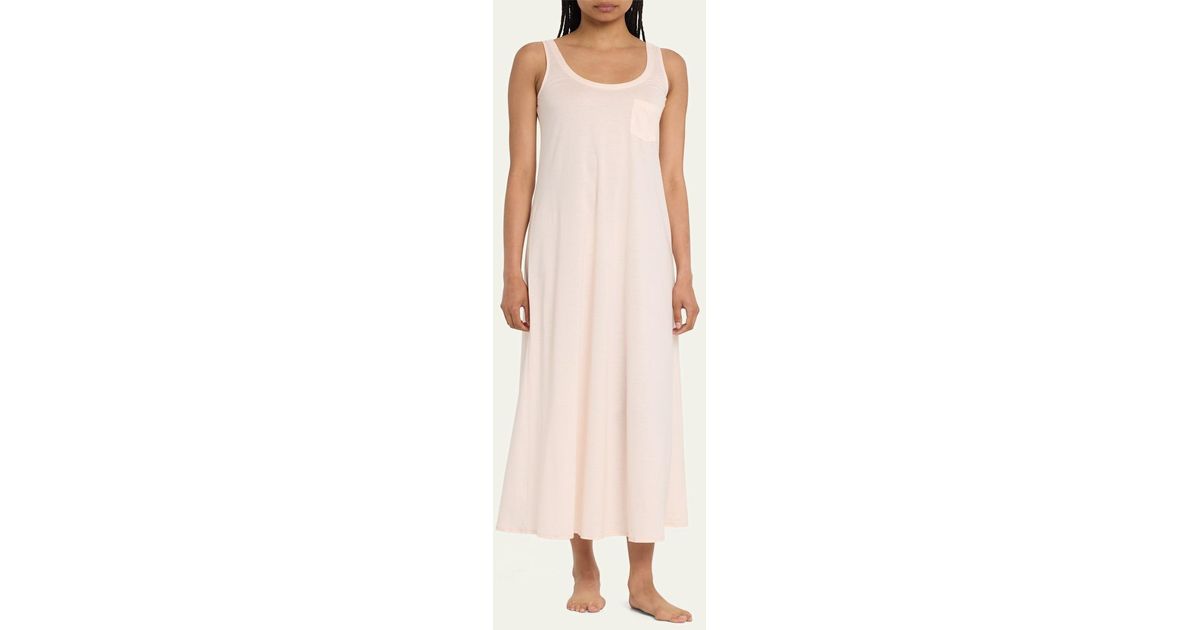 Hanro Cotton Deluxe Long Tank Gown in Pink | Lyst