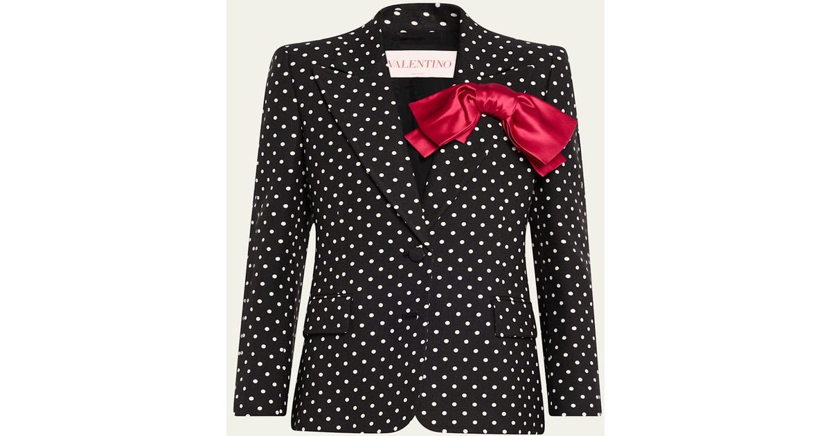 Valentino Garavani Polka Dot Blazer With Bow in Black | Lyst
