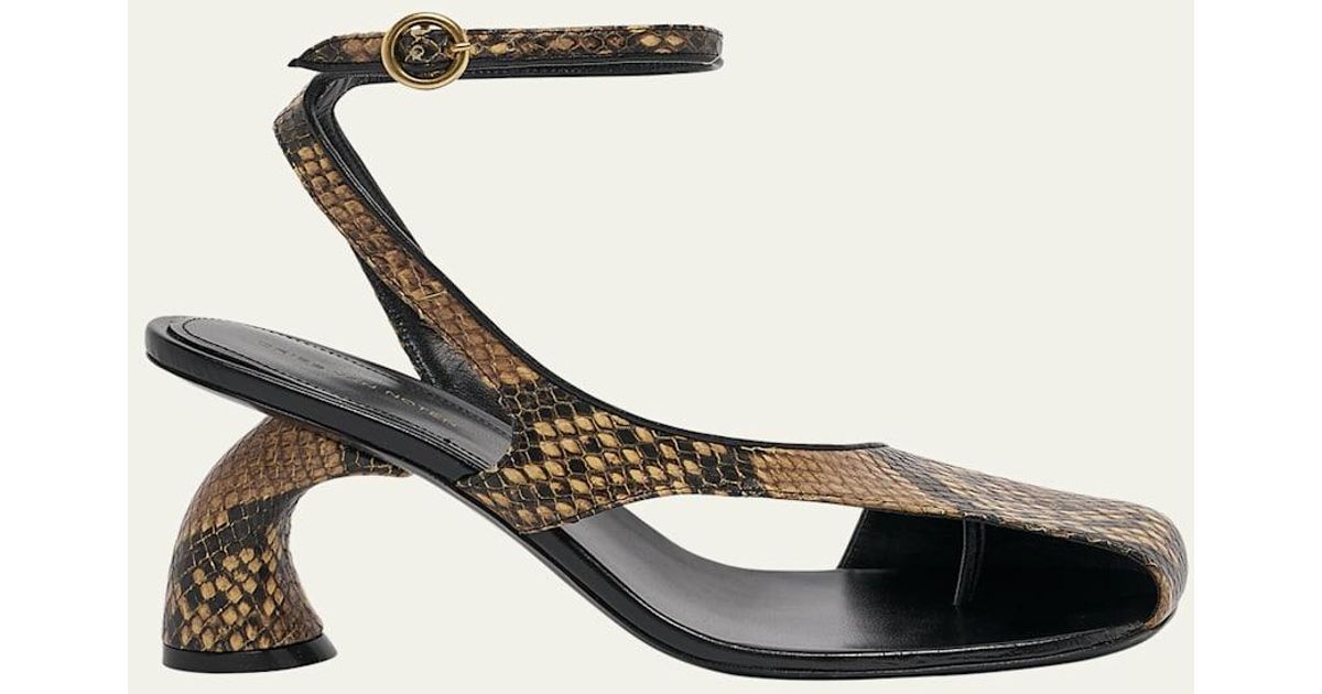 Dries Van Noten Virgo Snake-Embossed Asymmetrical Sandals in White | Lyst
