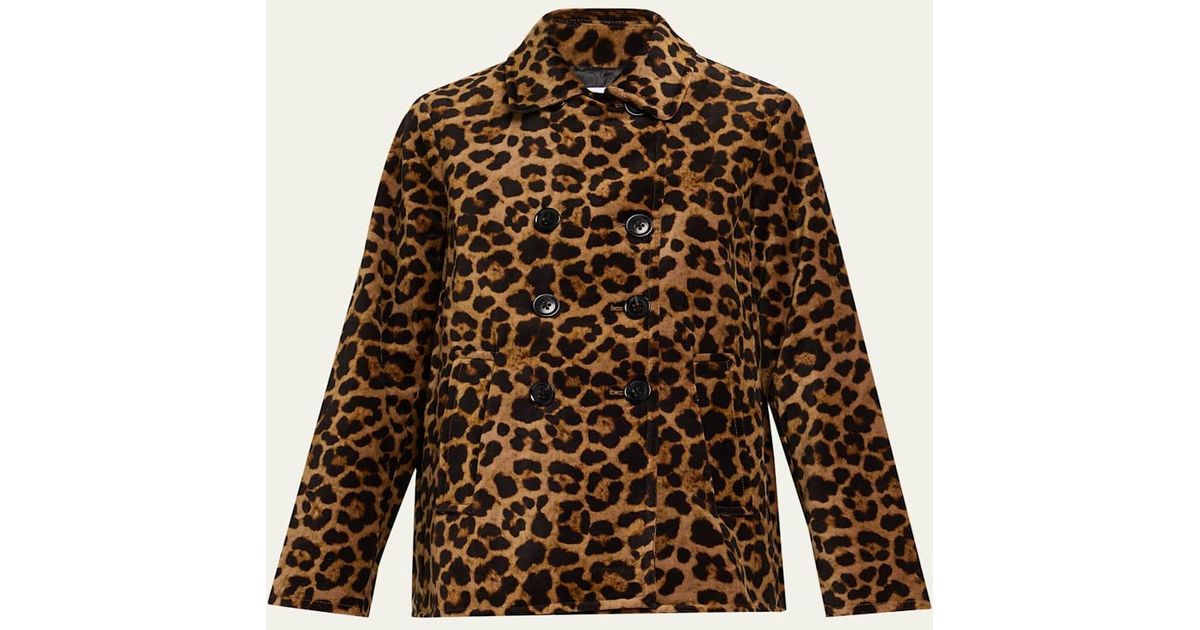 Jane Post Double Breasted Velvet Pea Coat in Brown | Lyst