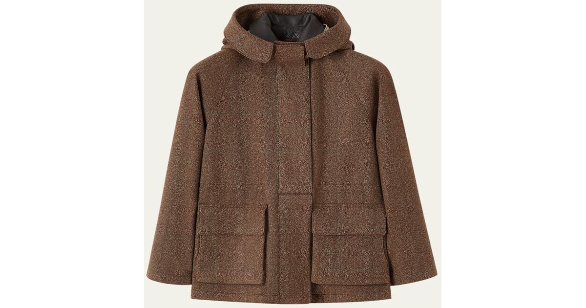 Loro Piana Horsey Cashmere Mini Parka Jacket in Brown | Lyst
