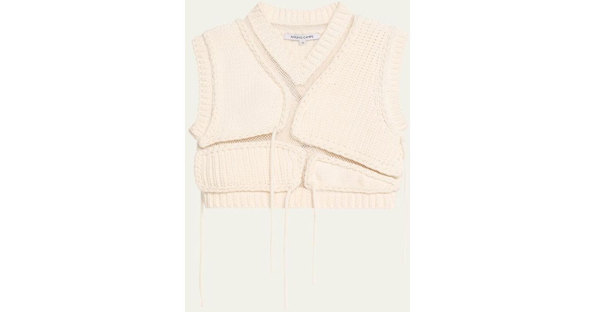AISLING CAMPS Tortoise Mesh Cropped Vest in Natural | Lyst