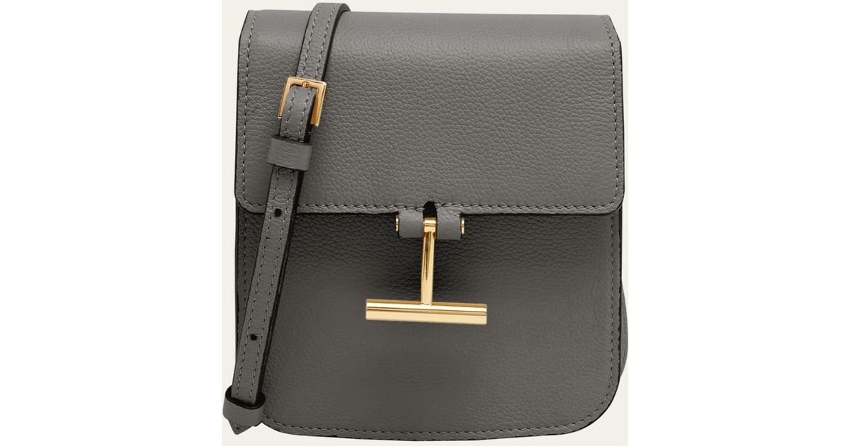 Tom Ford Tara Mini Crossbody Bag In Grain Leather in Gray | Lyst