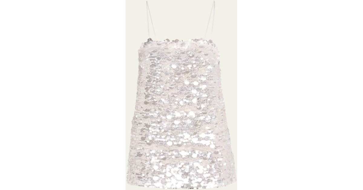 retroféte Eleanora Sequined Mini Dress in White | Lyst