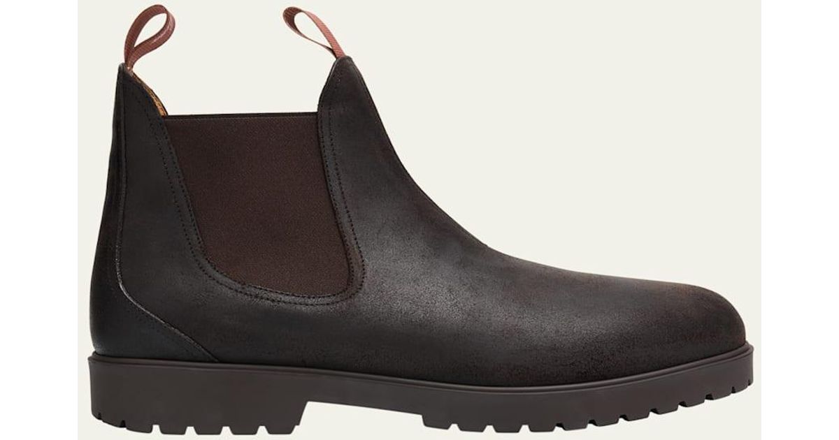 Loro Piana Dover Walk Rugged Leather Chelsea Boots in Black for Men | Lyst
