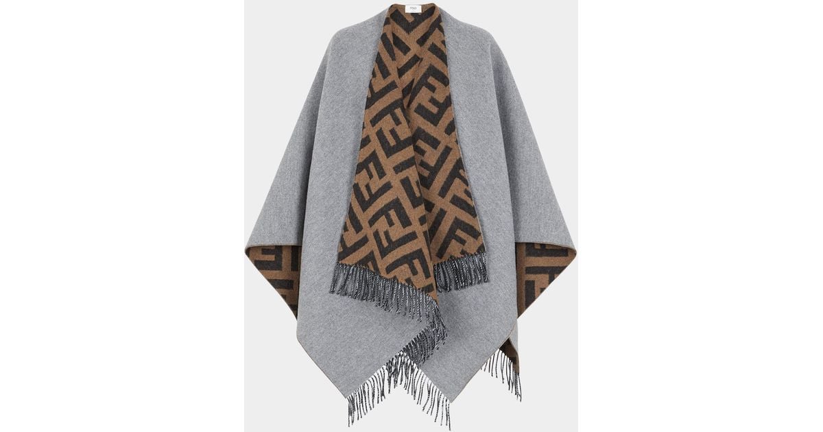 Fendi Reversible Ff Cashmere-wool Fringe Poncho in White | Lyst Fendi Reversible Ff Cashmere-wool Fringe Poncho in White | Lyst