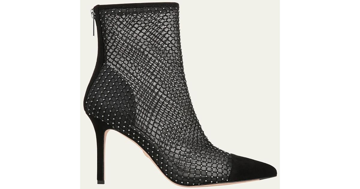 Veronica Beard Lisa Strass Net Mesh Stiletto Booties in Black | Lyst