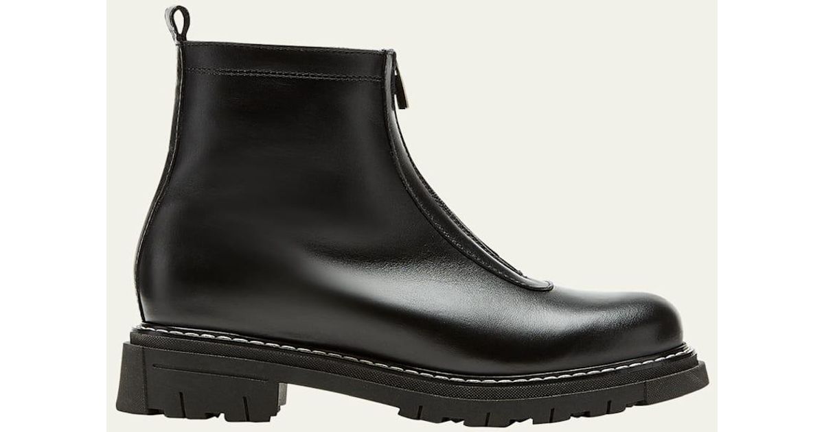 La Canadienne Deon Leather Zip-Up Ankle Booties in Black | Lyst