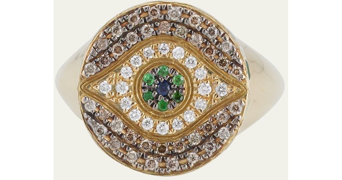 Ileana Makri 18K Dawn Multi-Stone Chevalier Ring in Natural | Lyst