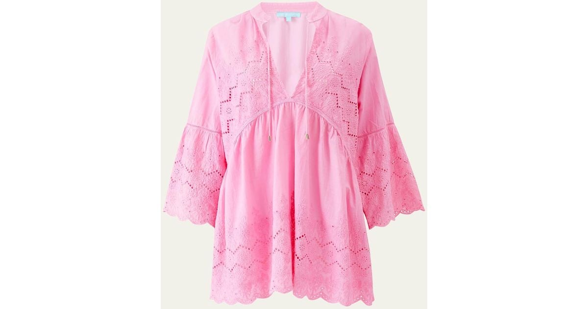 Melissa Odabash Sebenna Embroidered Sun Dress Coverup in Pink | Lyst