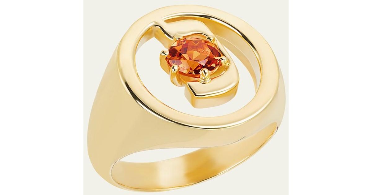 Procaccia Jewelry 18K Hebrew Nun Initial Signet Ring in Metallic | Lyst