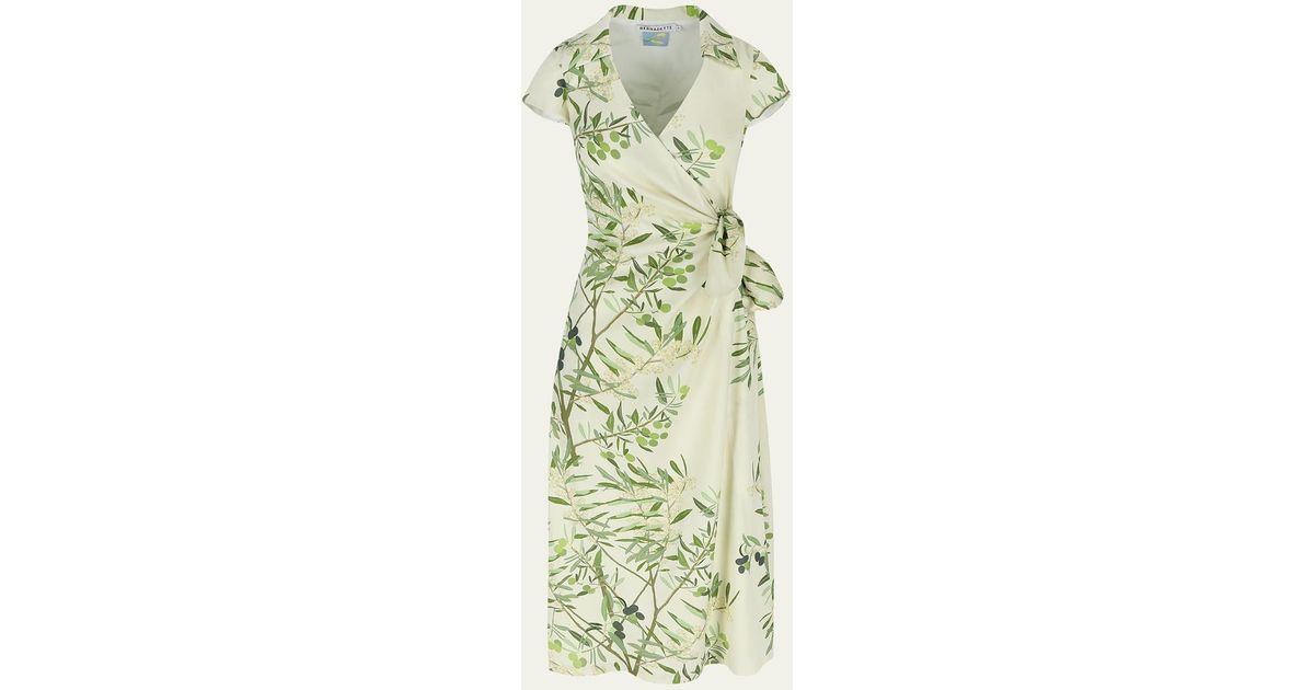 BERNADETTE Tree Print Wrap Dress in White | Lyst