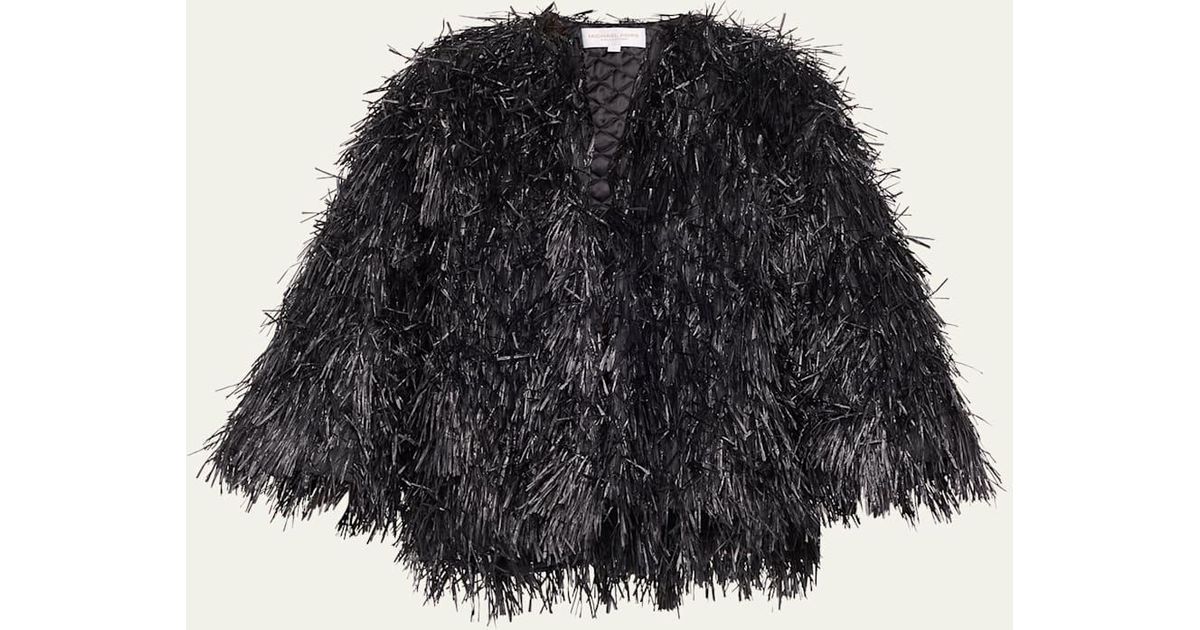 Michael Kors Straw Embroidered Chubby Jacket in Black | Lyst