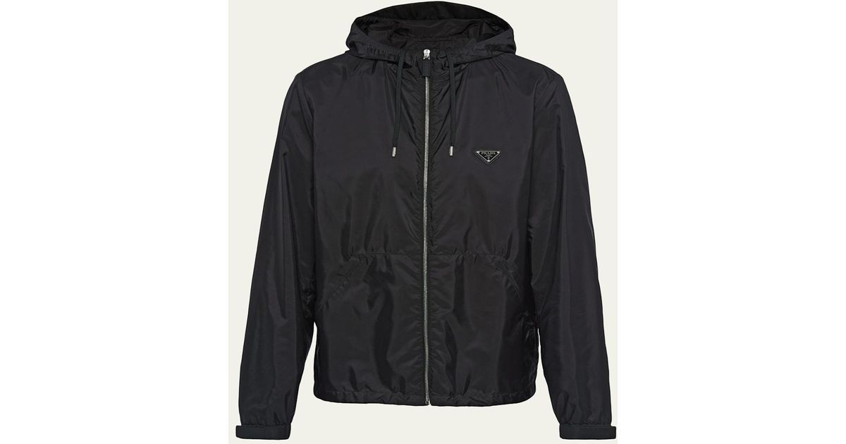 Prada Re-Nylon Full-Zip Hooded Jacket in Blue for Men | Lyst