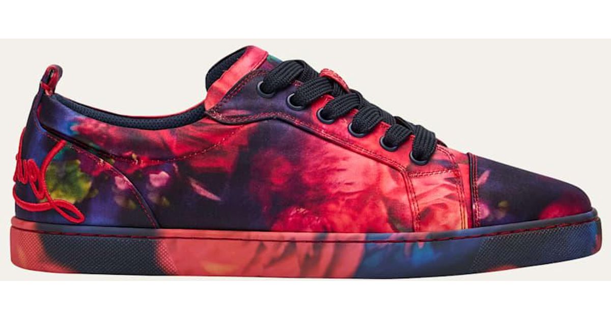 Christian Louboutin Fun Louis Junior Printed Silk Sole Sneakers in Pink ...
