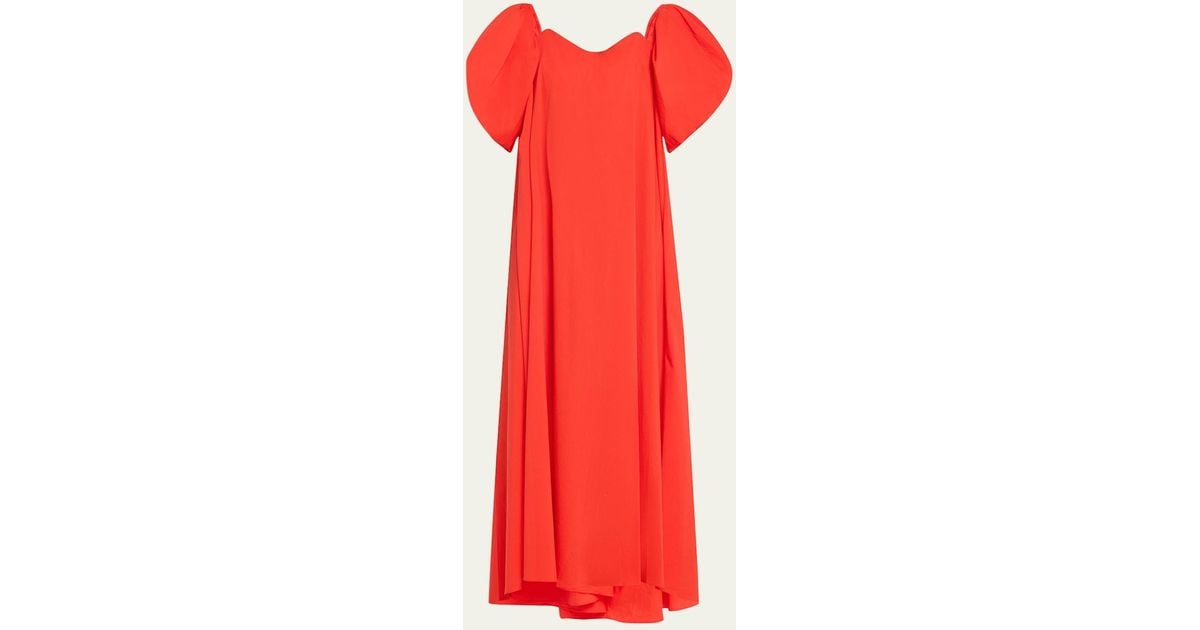 Caroline Constas Palmer Off-Shoulder Maxi Dress in Red | Lyst
