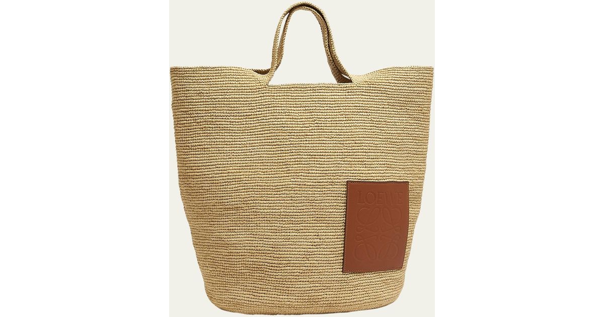 Loewe Slit Large Raffia And Calfskin Tote Bag in Natural for Men | Lyst