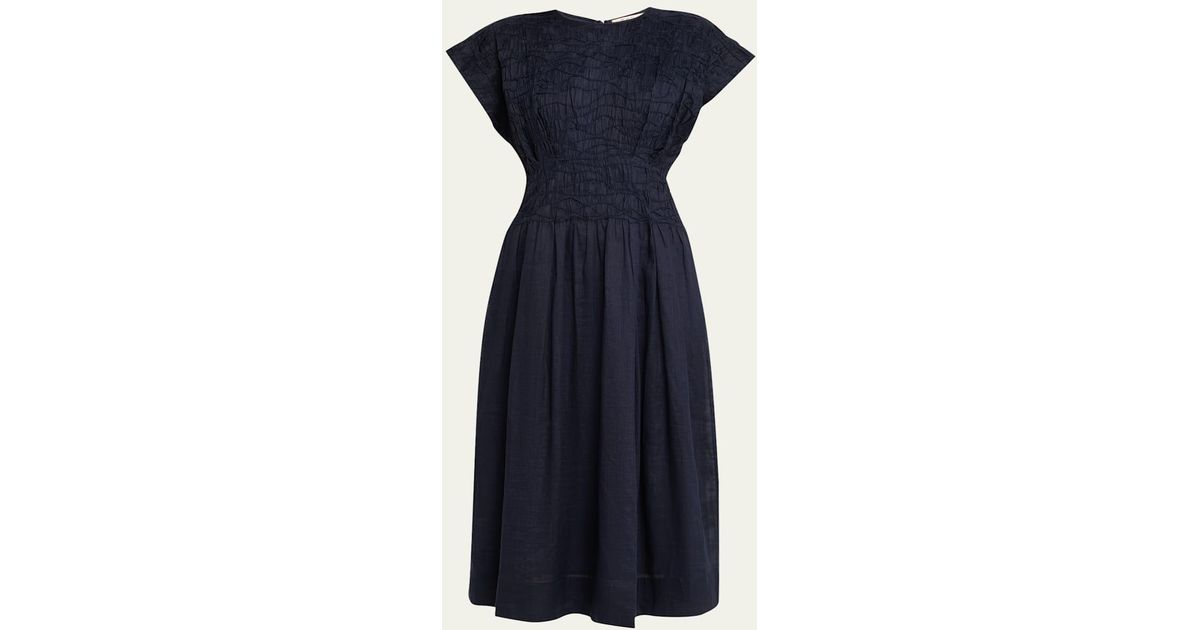 Sea Imogen Ramie Midi Dress in Blue | Lyst