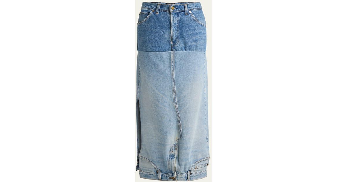 A.W.A.K.E. MODE Mirror-Effect Recycled Denim Maxi Skirt in Blue | Lyst